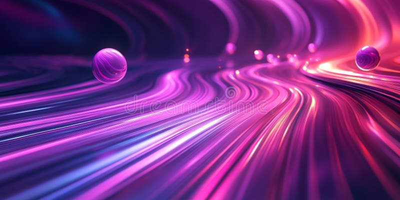 Smooth Pink and Purple Light Trails Flowing Over a Reflective Surface ...