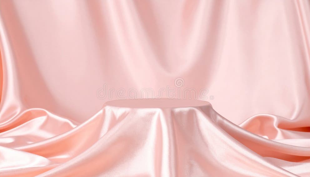 Smooth Pink Silk Fabric Drape Background with Shiny Podium and ...