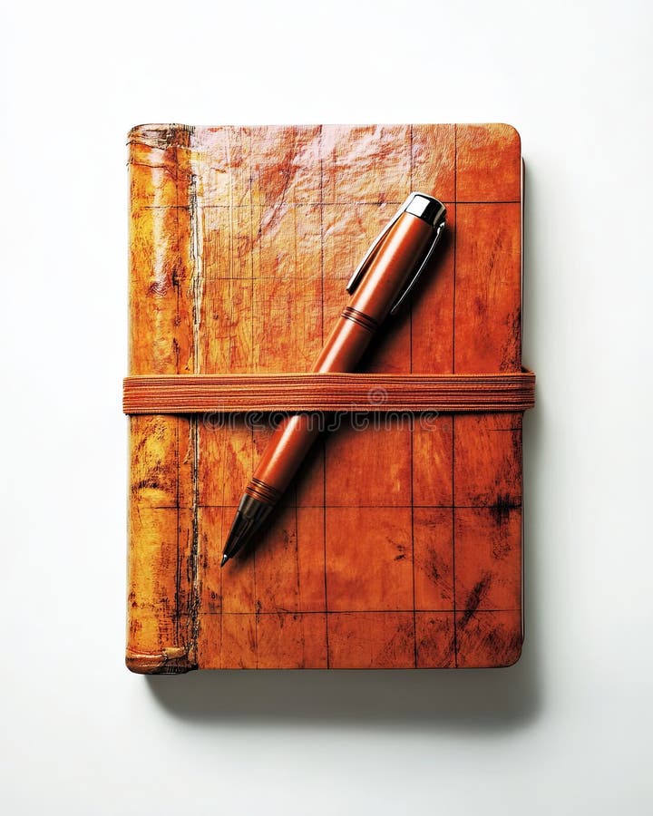 A Smooth, Plain Notebook Lies Open, Accompanied by a Sleek Pen Resting ...