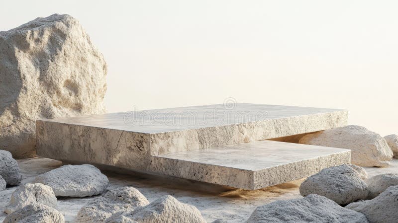 Smooth Podium on Flat Rock Platform, Light and Rugged Textures Combined ...