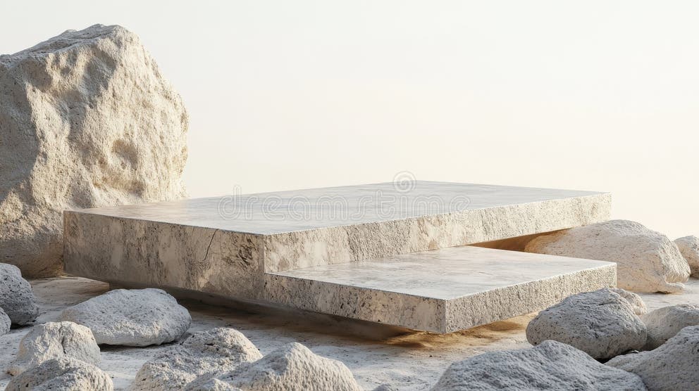 Smooth Podium on Flat Rock Platform, Light and Rugged Textures Combined ...