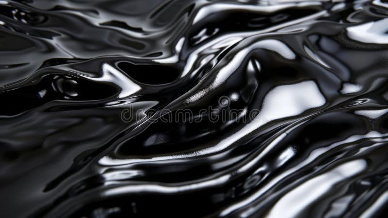 Detailed View of Smooth Polished Obsidian Surface with Reflective Black ...