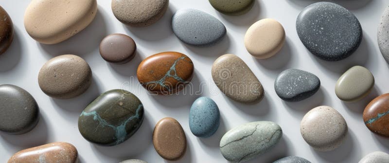 Smooth and Polished River Pebbles in Various Natural Colors Stock Image ...