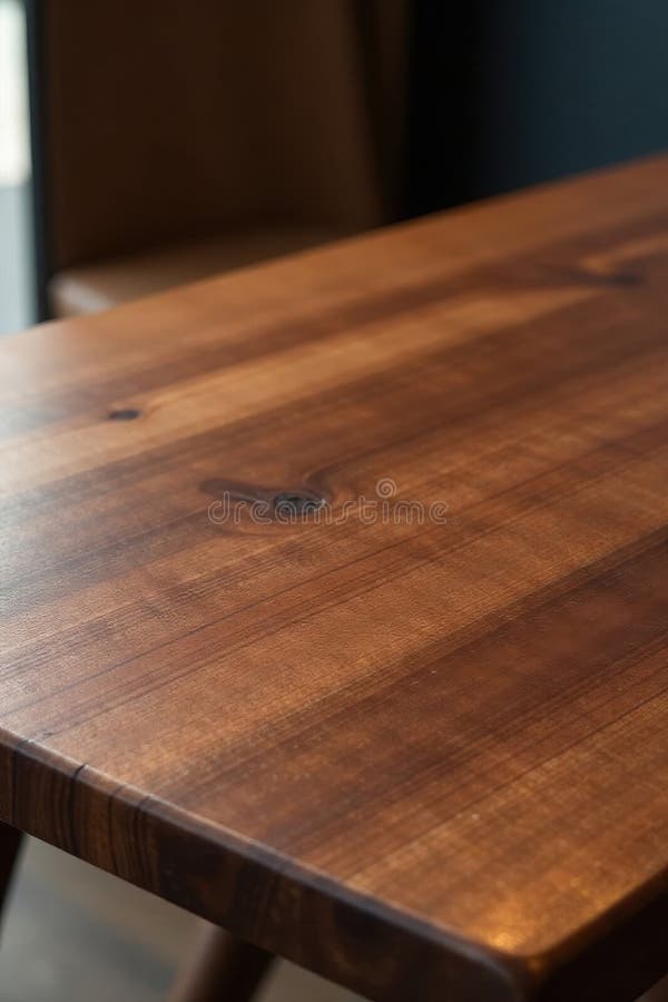 Smooth, Polished Walnut Tabletop, Subtle Wood Grain, Surface Texture ...