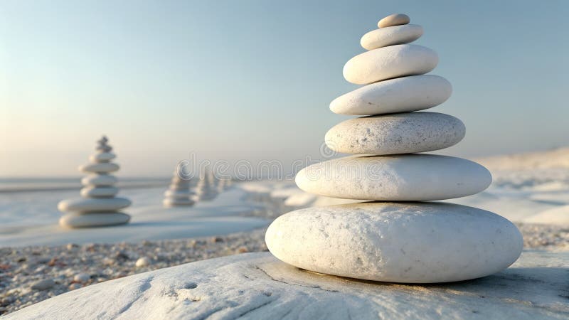 Smooth, Polished White Stone Balanced on the Tip of Another Stock ...