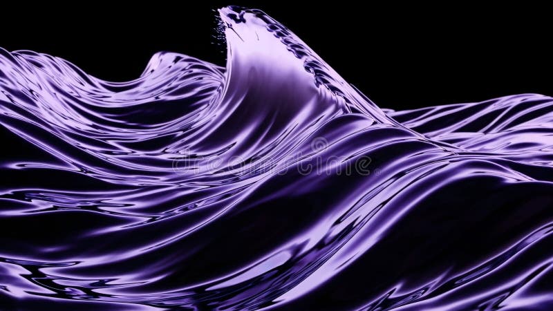 Smooth Purple Waves Forming and Breaking in Seamless Loop, Creating ...