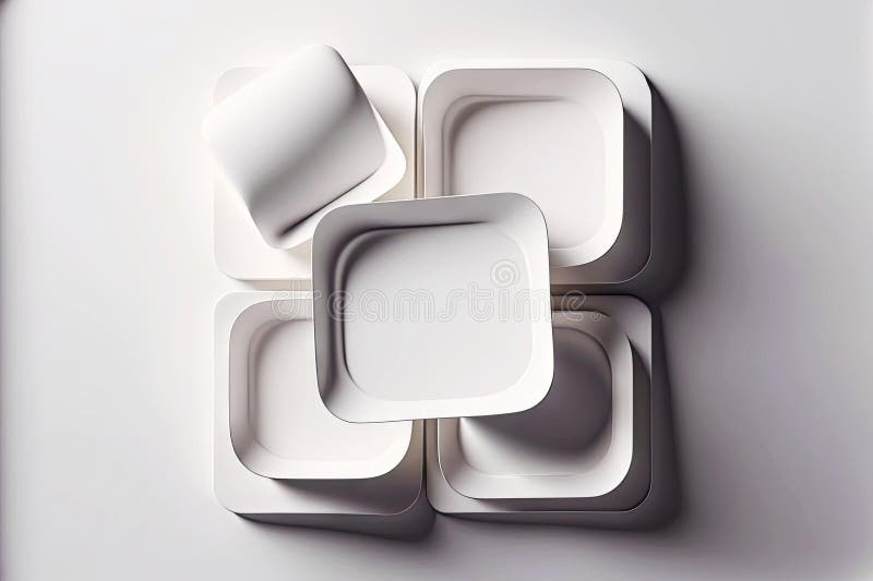 Smooth Rectangular Shapes Isolated on White As 3d Render Abstract ...