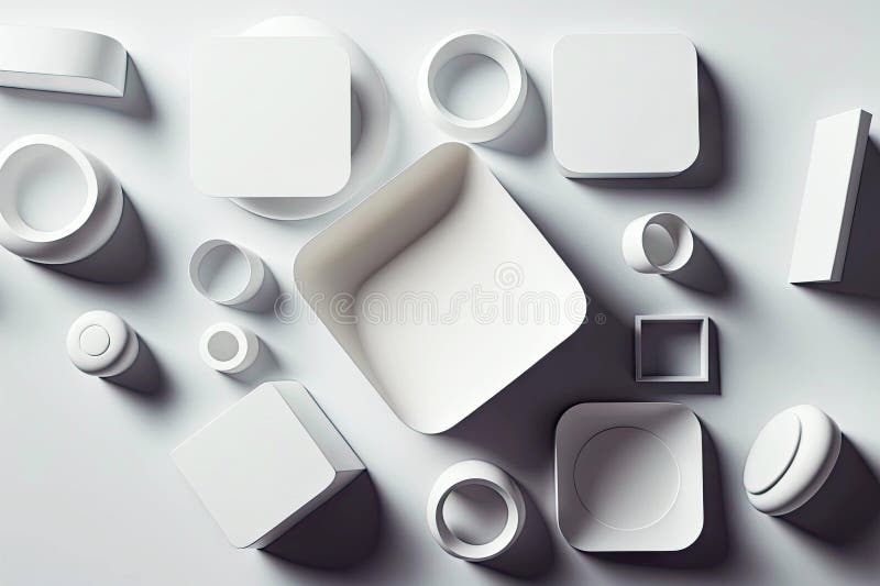 Smooth Rectangular Shapes Isolated on White As 3d Render Abstract ...