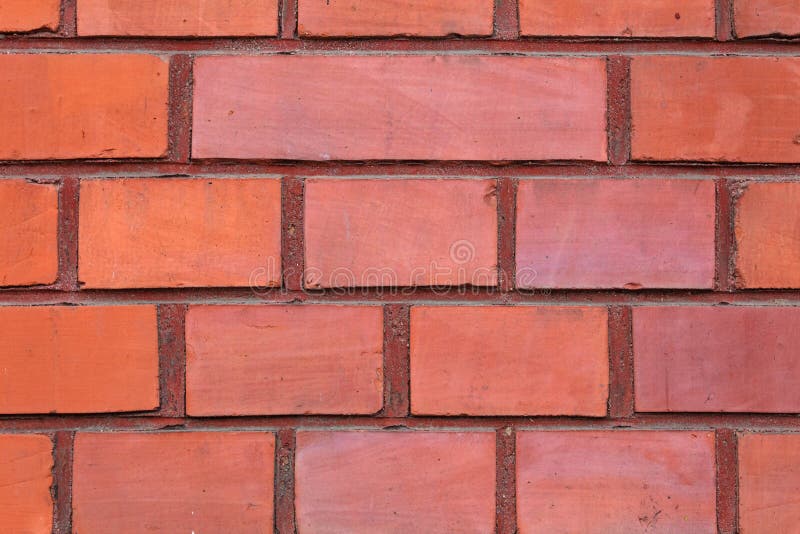 Smooth Red Brick, Brick Background in Close-up, Brickwork Stock Image ...