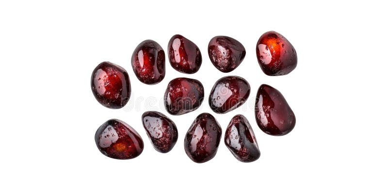Smooth Red Polished Garnet Stones Isolated on Transparent Background ...