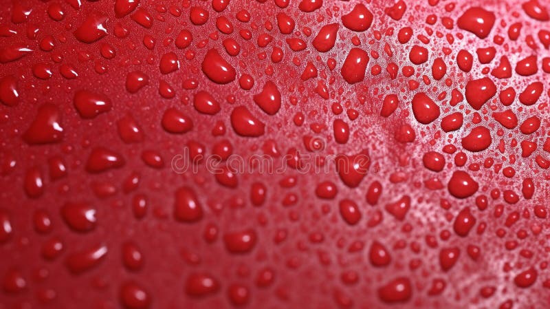 A Smooth Red Surface is Evenly Dotted with Water Droplets Stock ...