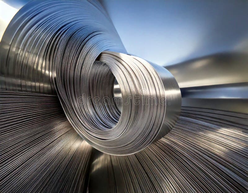 Smooth and Reflective Aluminum Coil in Soft Ambient Light, Layered ...