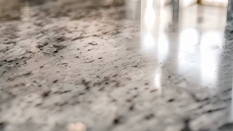 A Smooth and Reflective Surface of a Light Grey Granite Countertop ...