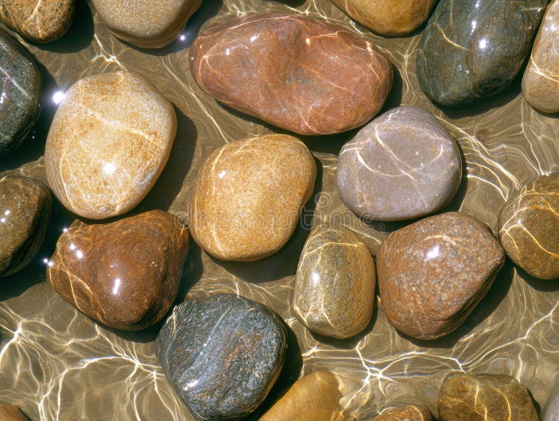 Smooth River Rocks in Clear Water Stock Illustration - Illustration of ...