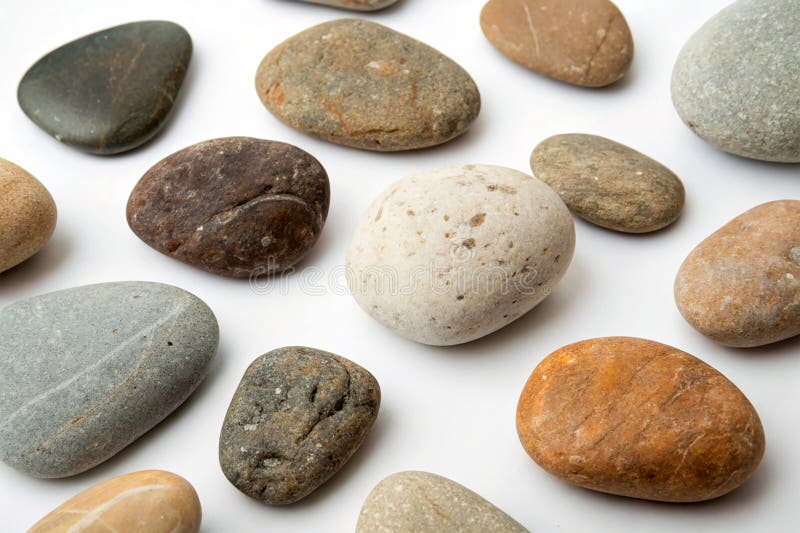 Smooth River Rocks Isolated on White Background Stock Illustration ...