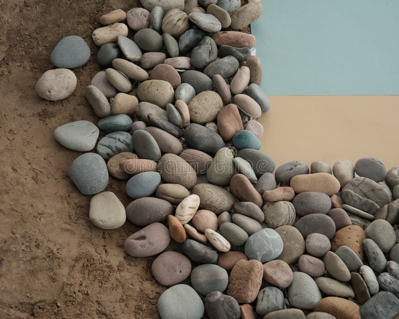 Smooth River Rocks on Sand and Abstract Pastel Surface Background ...