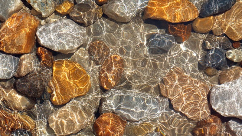 Smooth River Rocks Submerged in Clear Water Stock Illustration ...
