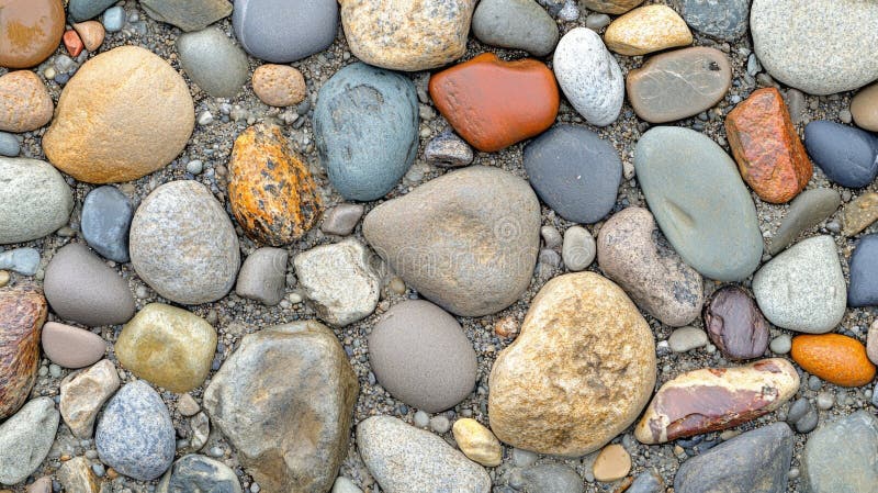 Smooth River Rocks in Varied Colors and Sizes Stock Illustration ...
