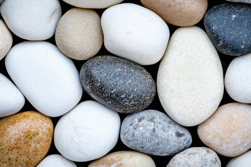 Smooth River Rocks in Various Shades of Gray and White Stock ...