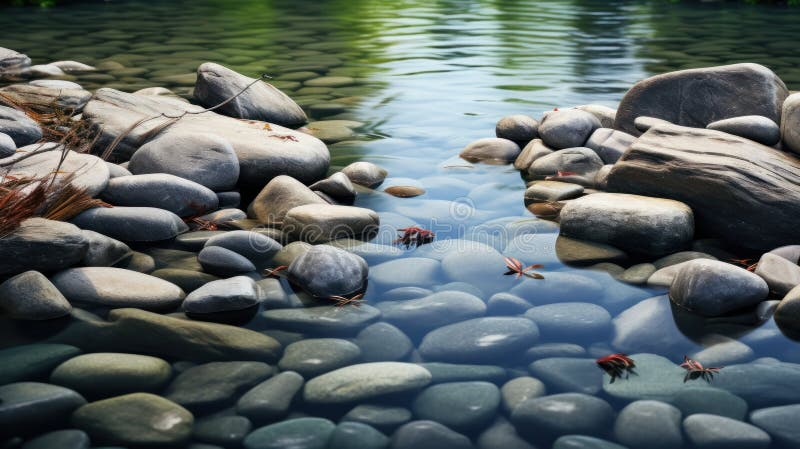 Smooth River Rocks Zen Layout - AI Generated Stock Illustration ...