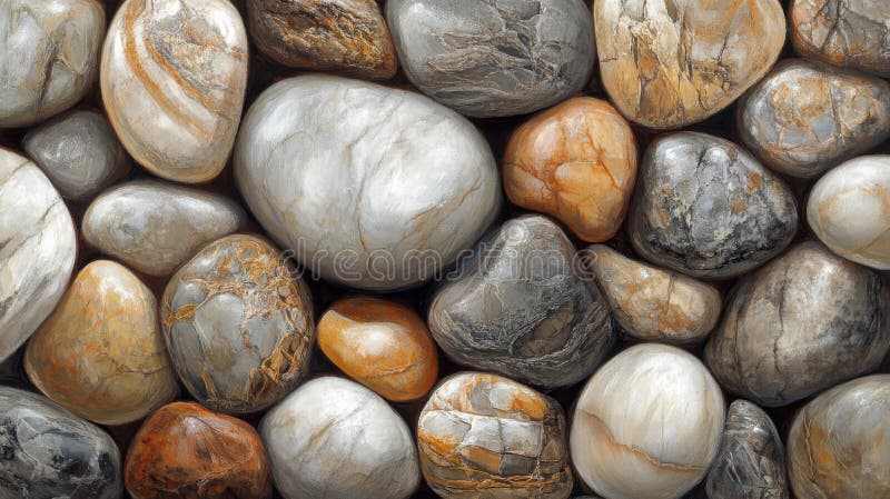 Smooth River Stones in Earthy Tones Stock Illustration - Illustration ...