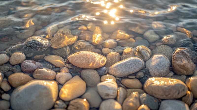 Smooth River Stones Glistening Under Sunlight Stock Illustration ...