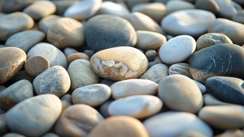 Smooth River Stones in Soft Natural Light Stock Image - Image of ...