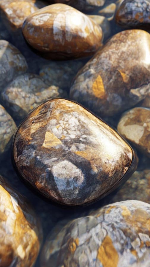Smooth River Stones Submerged in Water, Creating Tranquil Scene with ...