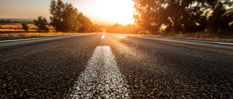 The Smooth Road Leading into a Breathtaking Sunset Landscape. AI ...