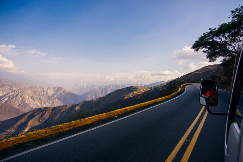 Curved Road in Mountains with Cliff Stock Photo - Image of freedom ...