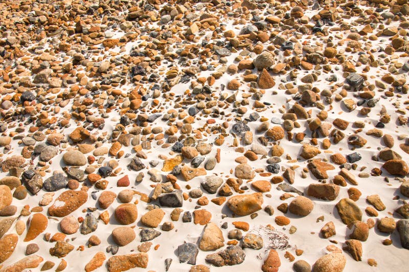Smooth Round Pebble Stones on the Sand Beach Backgound Stock Image ...