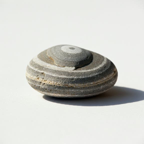 Smooth, Round Stone with Concentric Circular Patterns in Shades of Gray ...