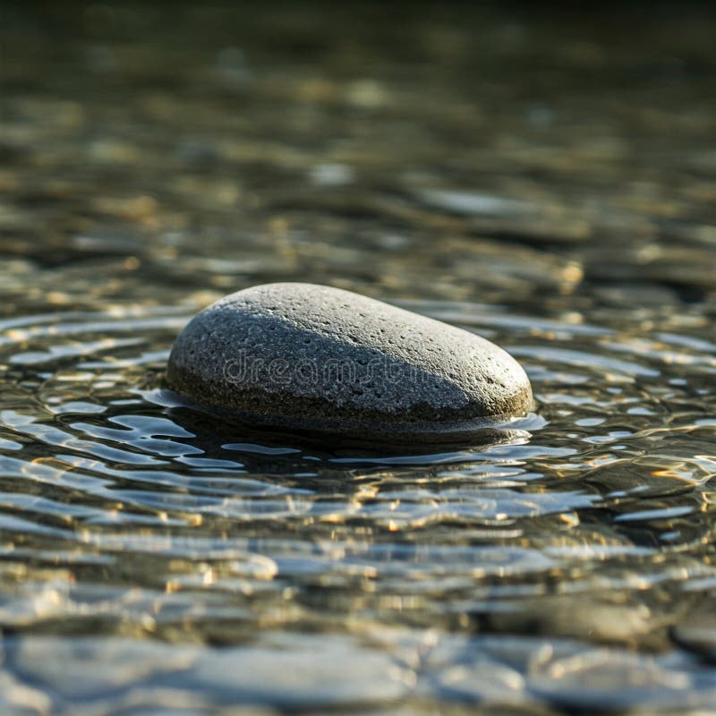 Close-Up of a River Pebble with Water Ripples - AI Generated Stock ...