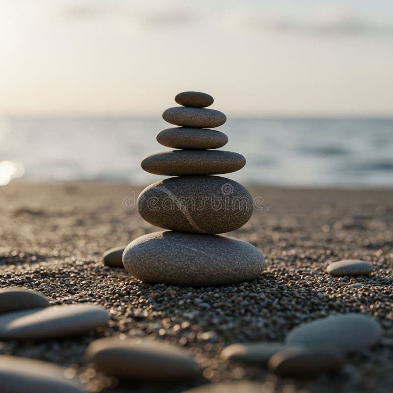 Smooth, Rounded Pebbles are Stacked on a Sandy Beach, Forming a ...