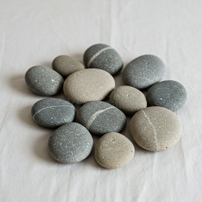 Smooth, Rounded Pebbles of Varying Sizes and Shades of Gray and Beige ...