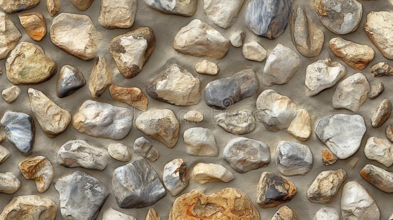 Smooth, Rounded River Stones in Earthy Tones, Creating a Natural ...