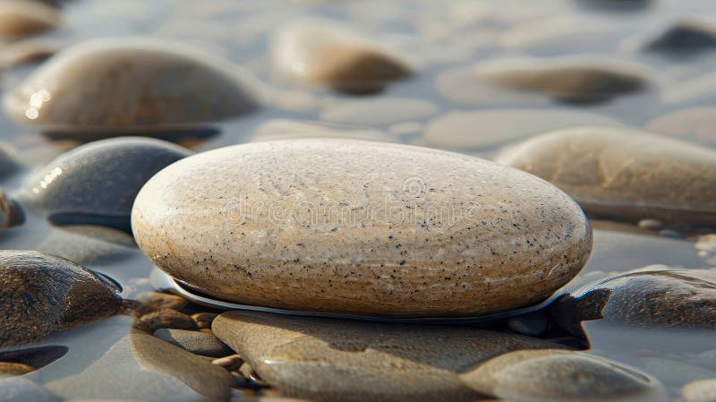Serene River Stones: Smooth, Wet Stones in Shallow Water, Creating a ...