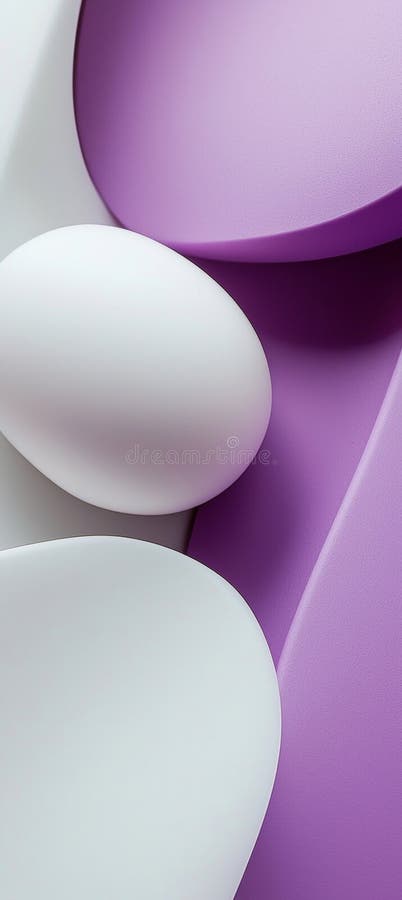 Smooth, Rounded White Forms Contrast with Flat Purple Planes, Creating ...