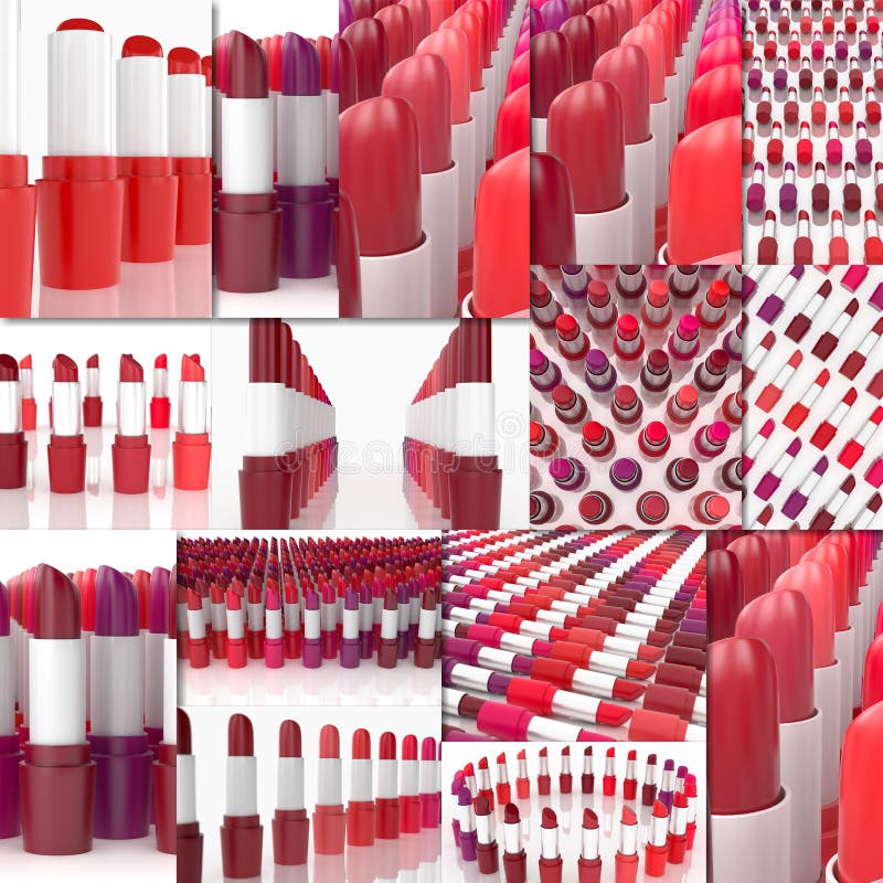 Smooth Rows of Lipstick Collage Stock Illustration - Illustration of ...