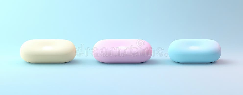 Smooth Rubberized 3D Button Set with Soft Textures, Pastel Color ...