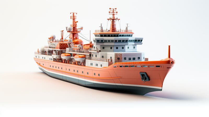 Smooth Sailing: 3D Modern Cargo Ship on a Clean White Background ...