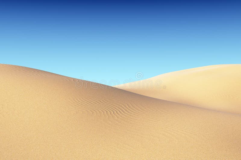 Smooth Sand Dunes with Waves Under Blue Sky Stock Illustration ...