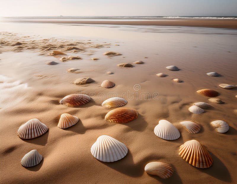 A Smooth, Sandy Beach Scene with Desaturated Warm Sand Tones and ...