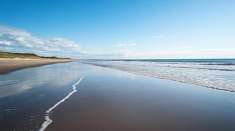 A Smooth Sandy Beach with Soft Waves and a Clear Section for Text Pic ...