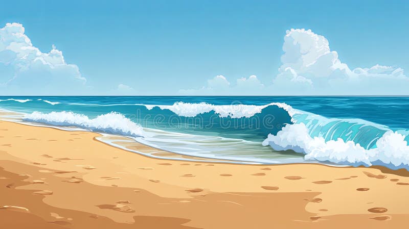 A Smooth Sandy Beach with Soft Waves and a Clear Section for Text Pic ...