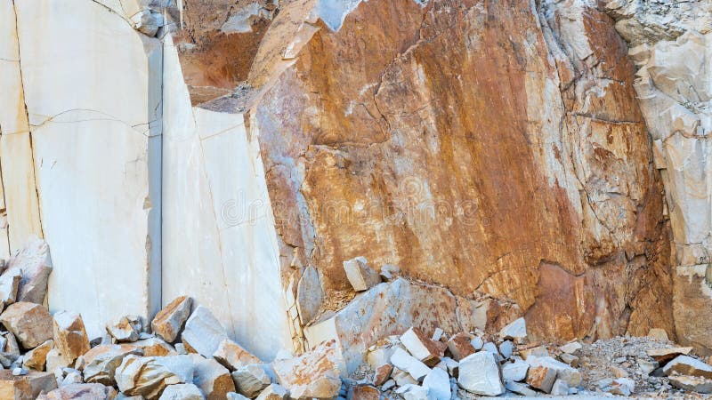 Smooth Sandy Rocks of Orange Color, Sand Quarry Stock Photo - Image of ...