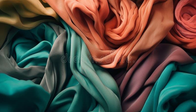 Smooth Satin Waves in Vibrant Colors Create Elegant Textile Backdrop ...