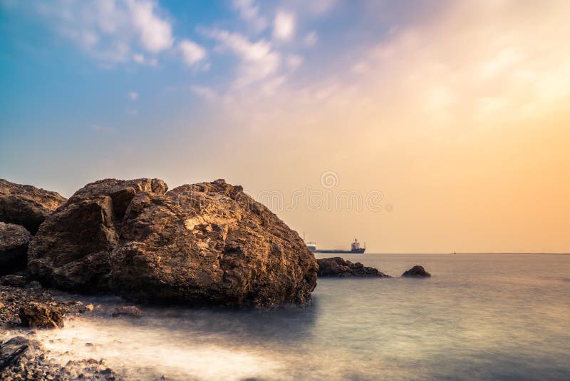 A Smooth Seascape Sunset Light Stock Photo - Image of beautiful, beach ...