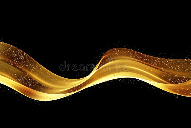 Smooth Shiny Golden Wave Design Element,abstract Flow,gold Glitters on ...