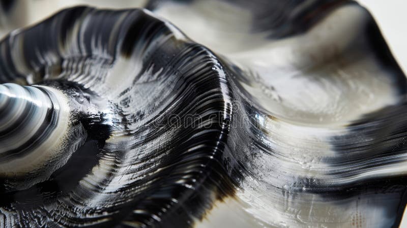The Smooth and Shiny Texture of a Black and White Shell with ...